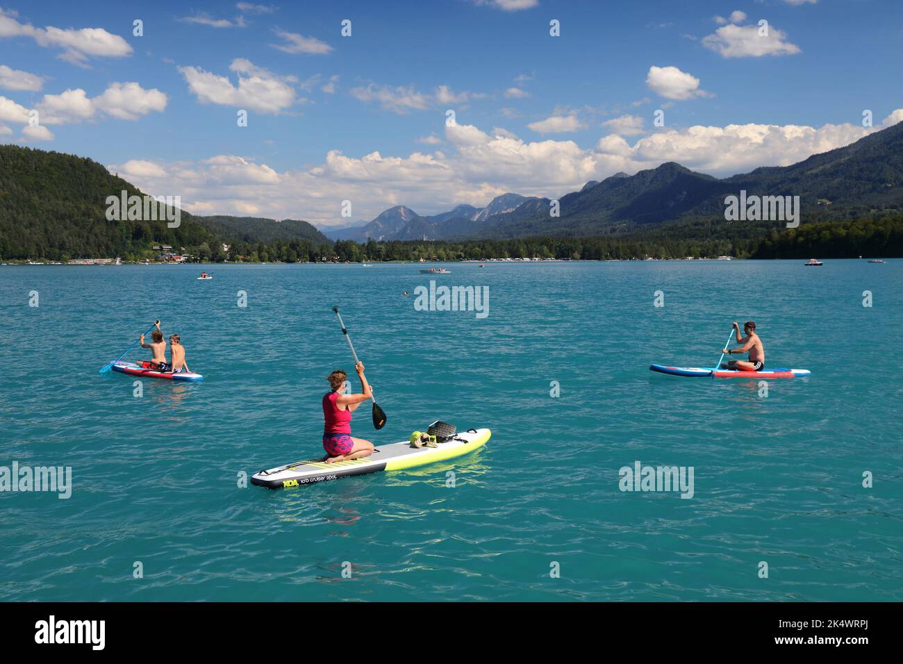 CARINTHIA, AUSTRIA - AUGUST 10, 2022: Tourists enjoy the summer at Lake ...