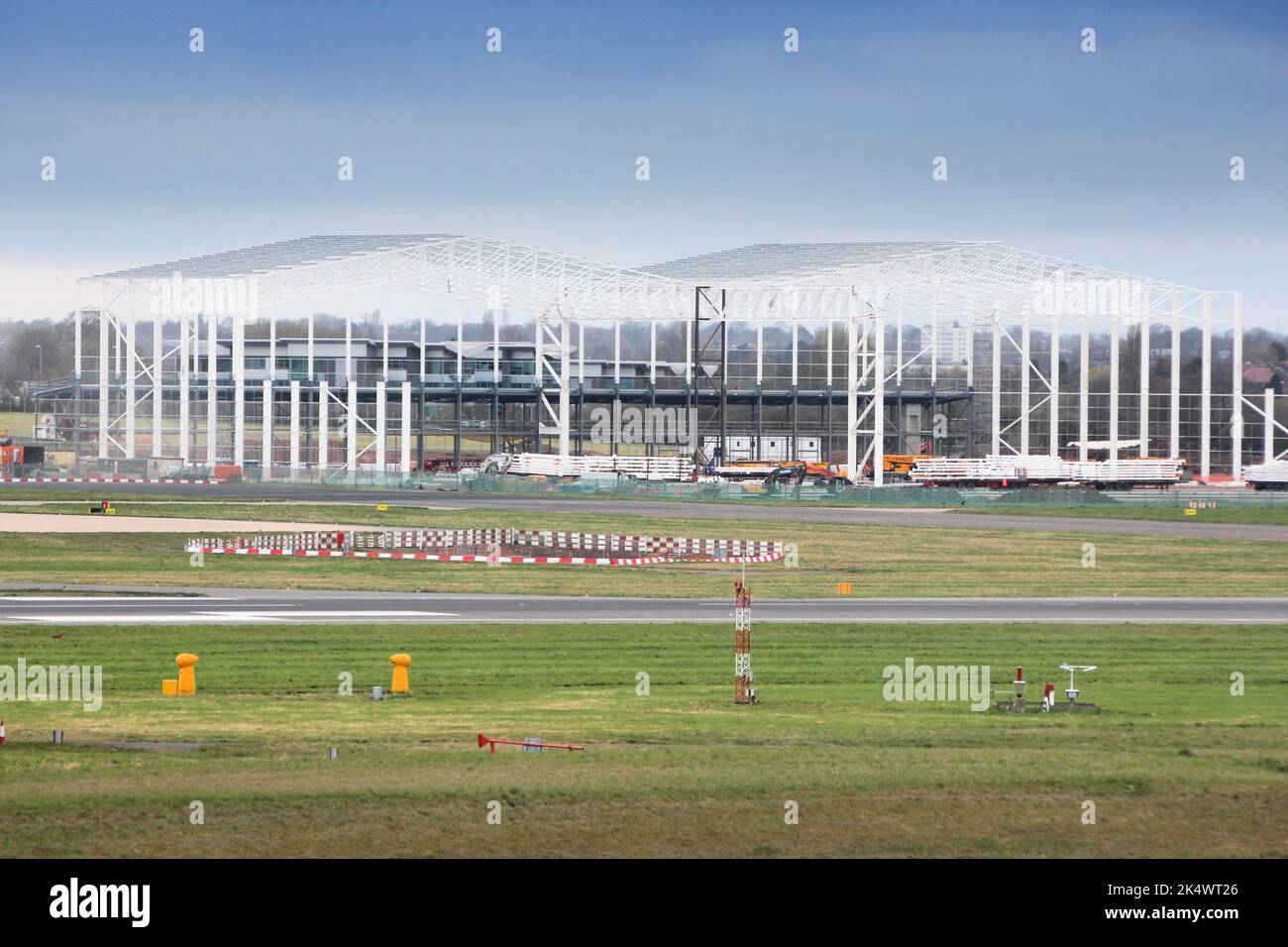 Generic airport hangar construction at Birmingham Airport in the UK ...