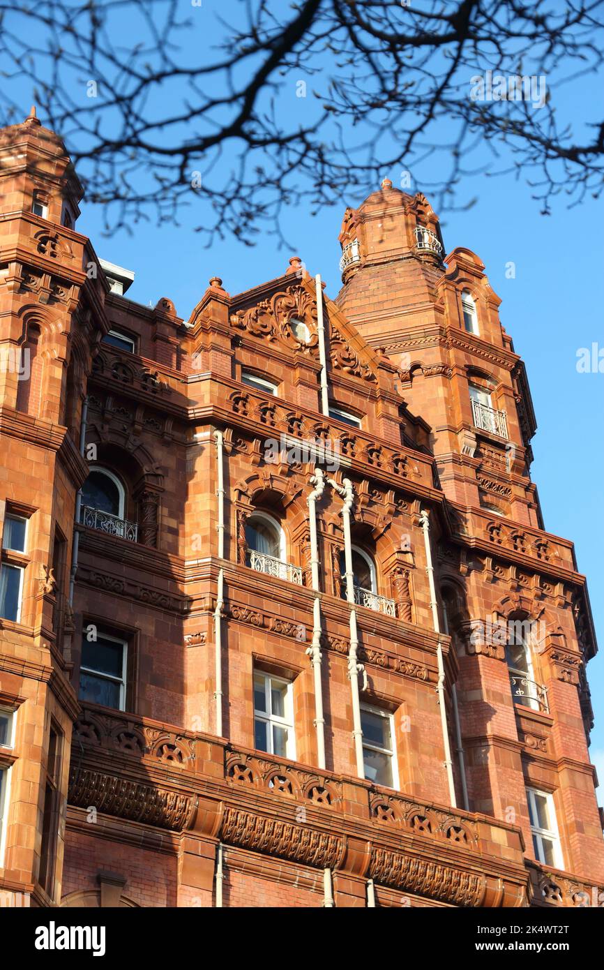 Manchester, UK. Historic hotel built in eclectic Edwardian baroque ...