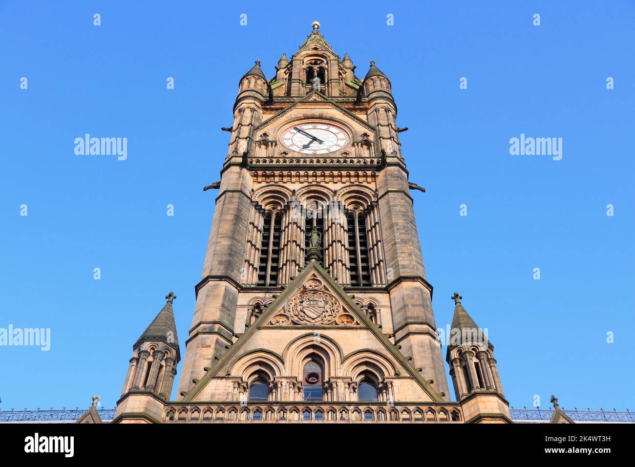 Manchester City Council clock tower. Local government town hall ...
