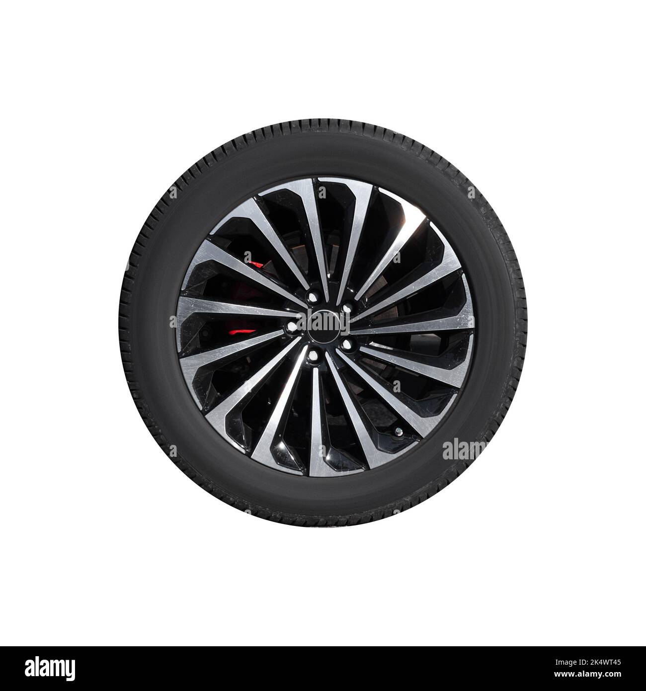 New car wheel isolated on white background, close up photo, front view ...