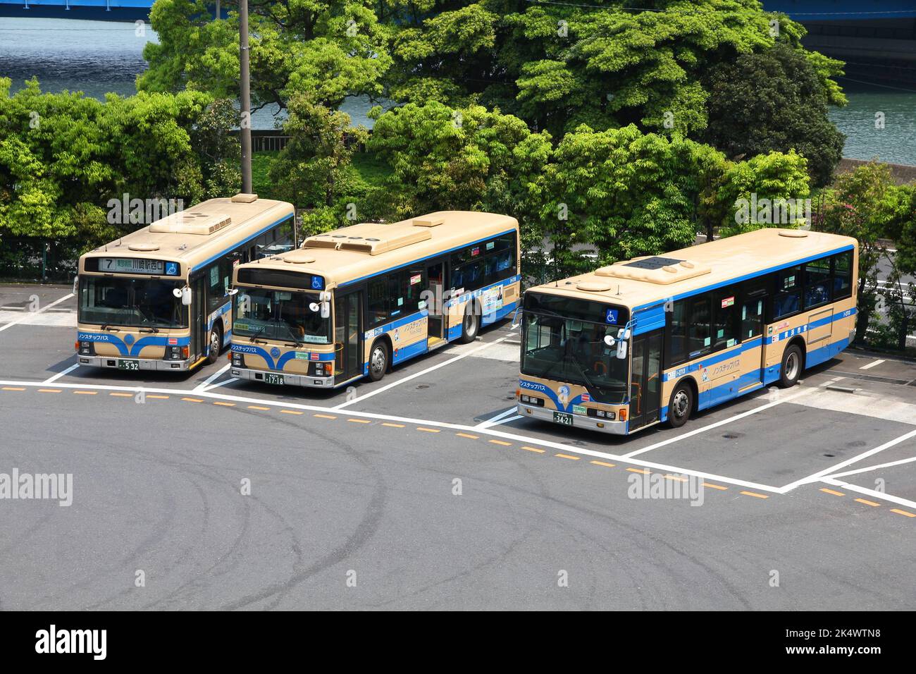 YOKOHAMA, JAPAN - MAY 10, 2012: Isuzu city buses in Yokohama, Japan ...