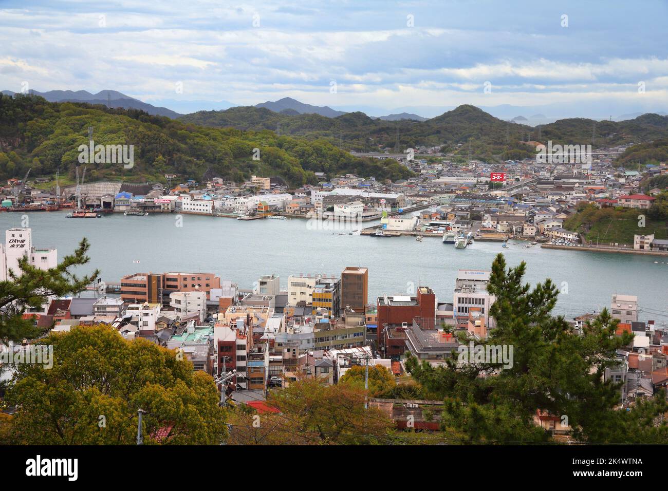 ONOMICHI, JAPAN - APRIL 22, 2012: Cityscape and harbor of Onomichi ...