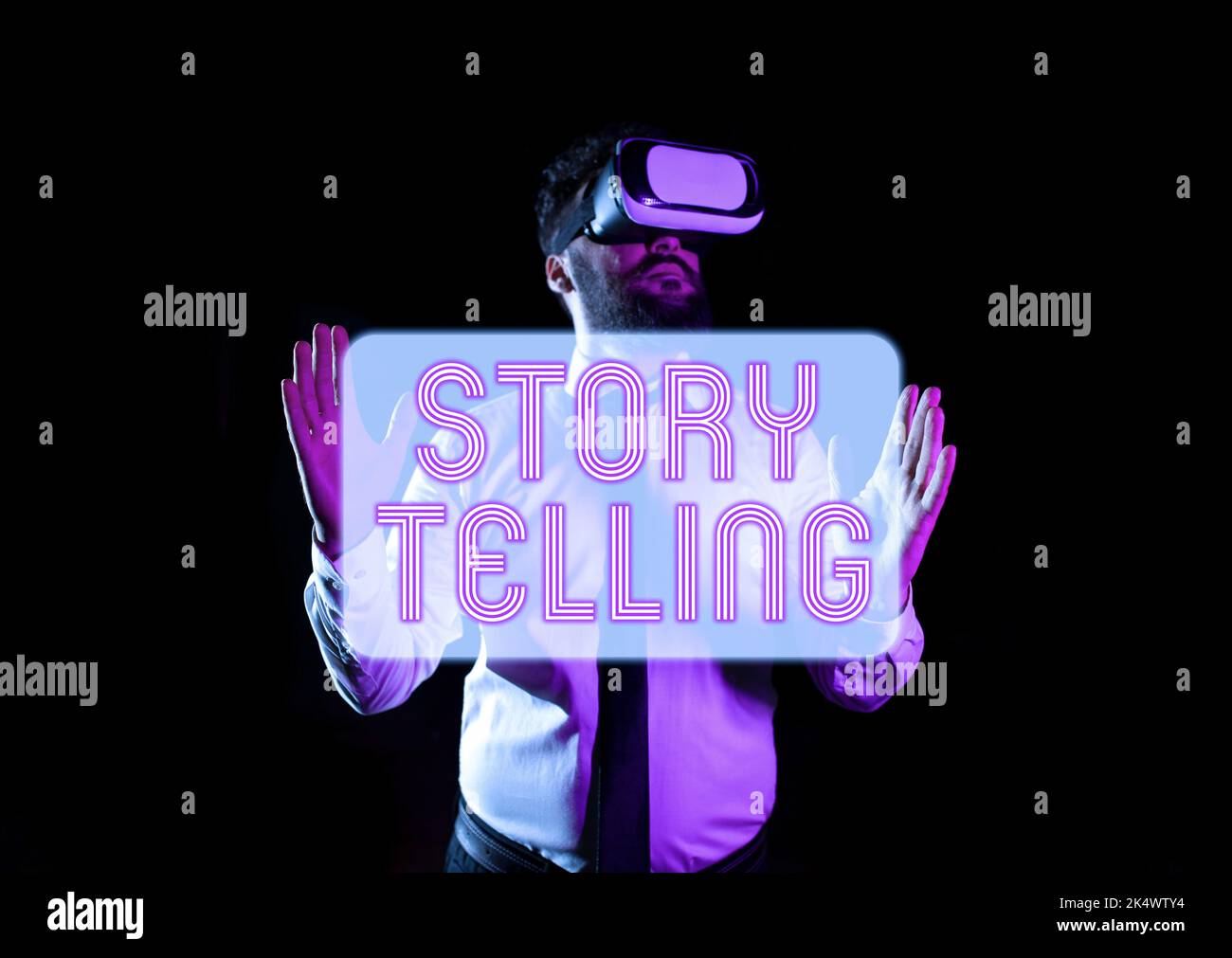 Text caption presenting Story Telling. Business overview narrative ...