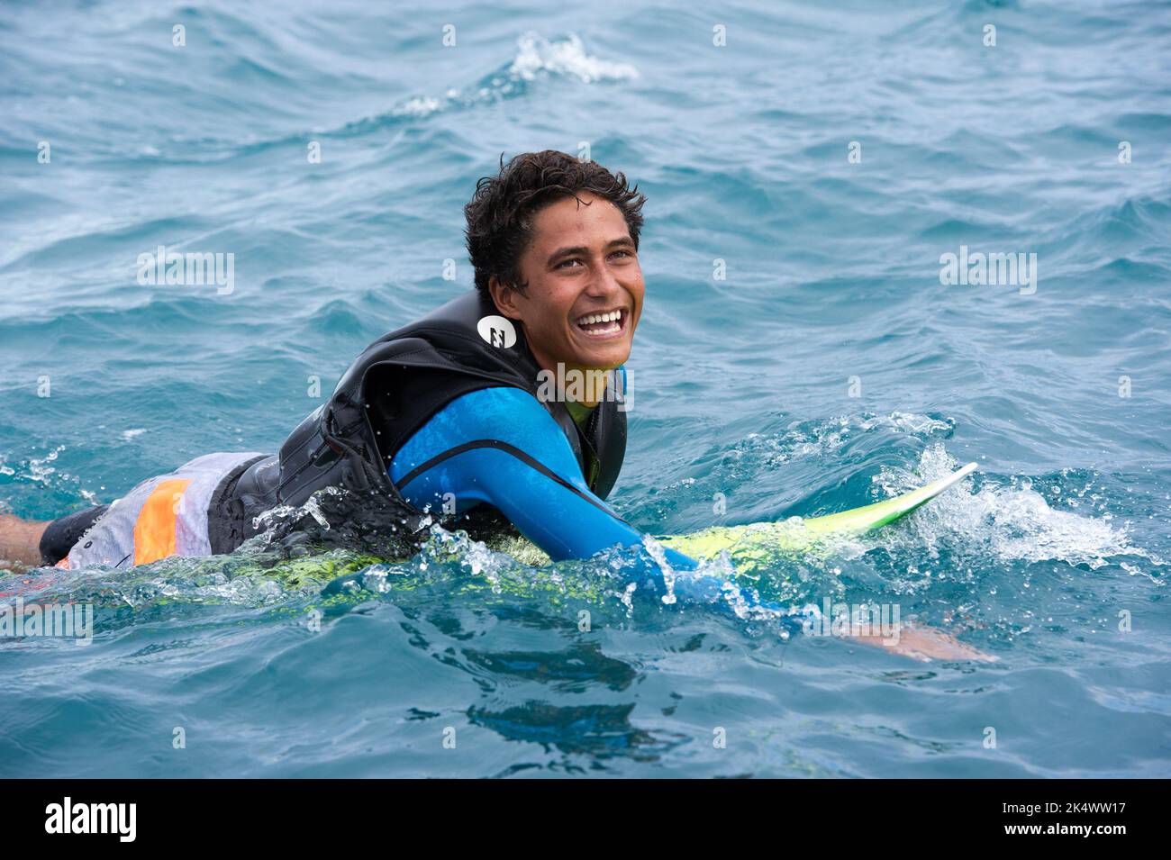 SURFING Tahitian surfer Matahi Drollet surf at Teahupoo, his home place ...