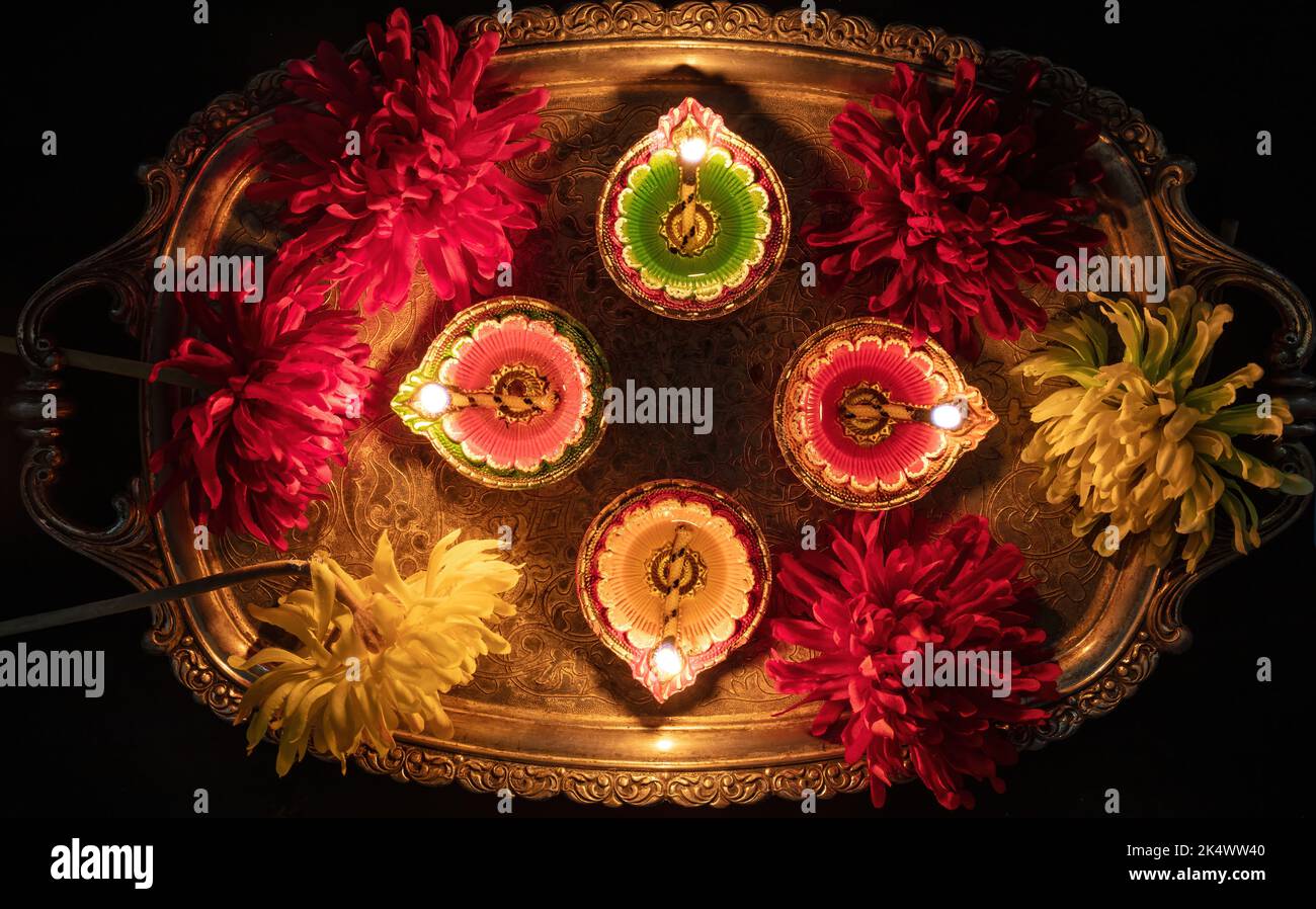 Deepavali Diwali, Hindu Festival of lights celebration. Diya oil lamp ...
