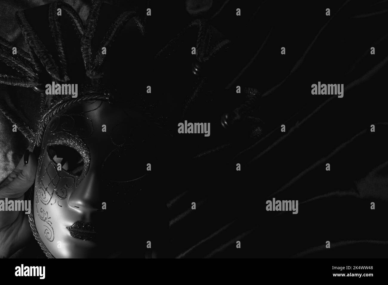 Venetian carnival mask in the dark on sheok fabric, masquerade and ...