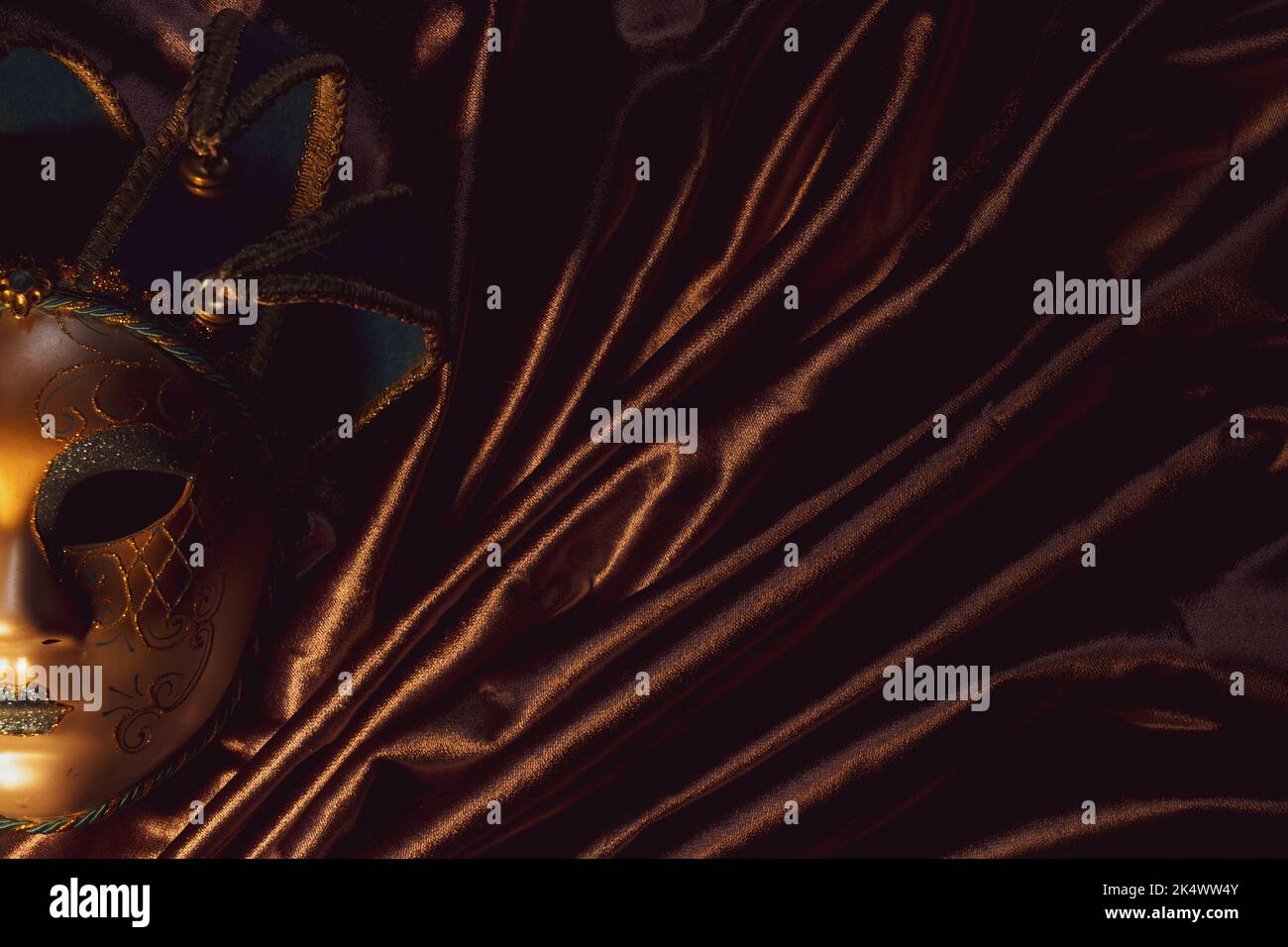 Venetian carnival mask in the dark on sheok fabric, masquerade and ...