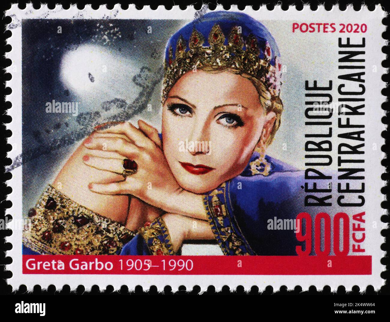 Greta Garbo intense portrait on african postage stamp Stock Photo - Alamy