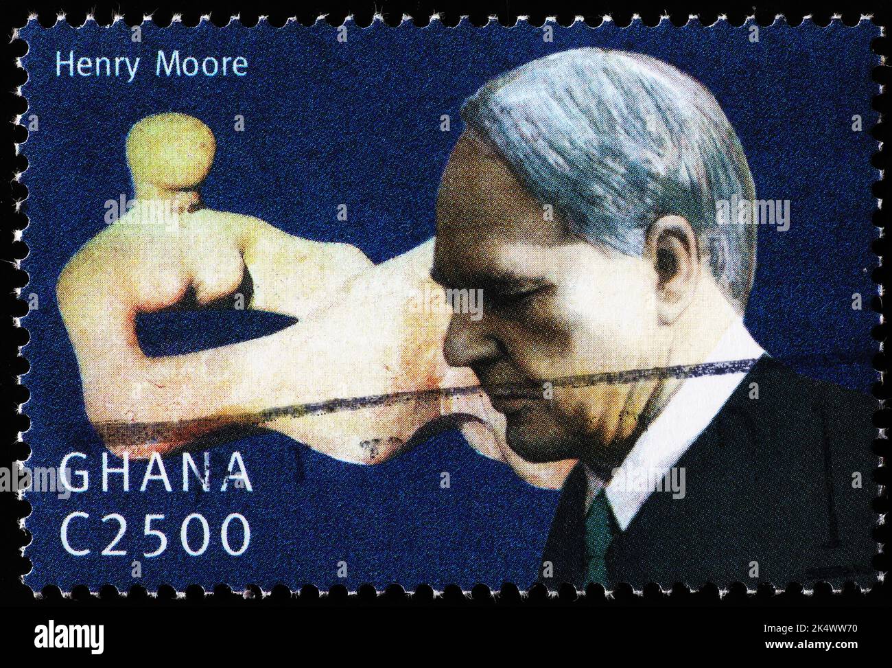 Henry Moore portrait on postage stamp of Ghana Stock Photo - Alamy
