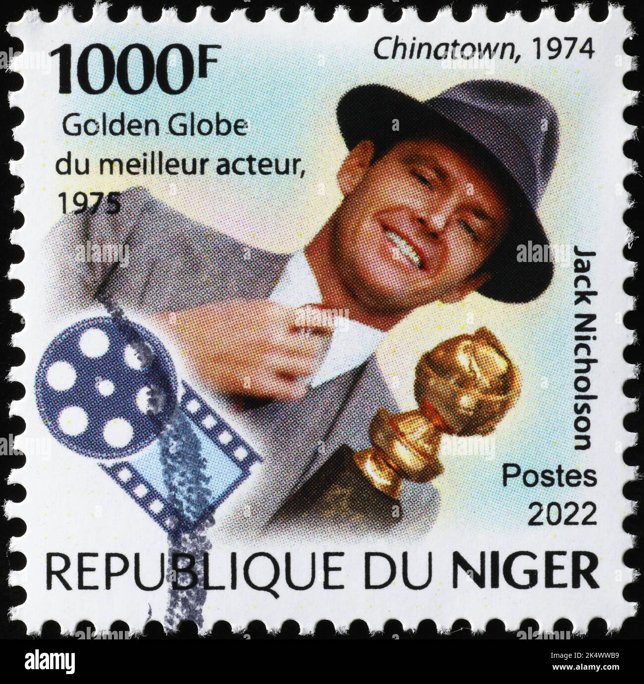 Jack Nicholson with the Golden Globe on postage stamp Stock Photo - Alamy