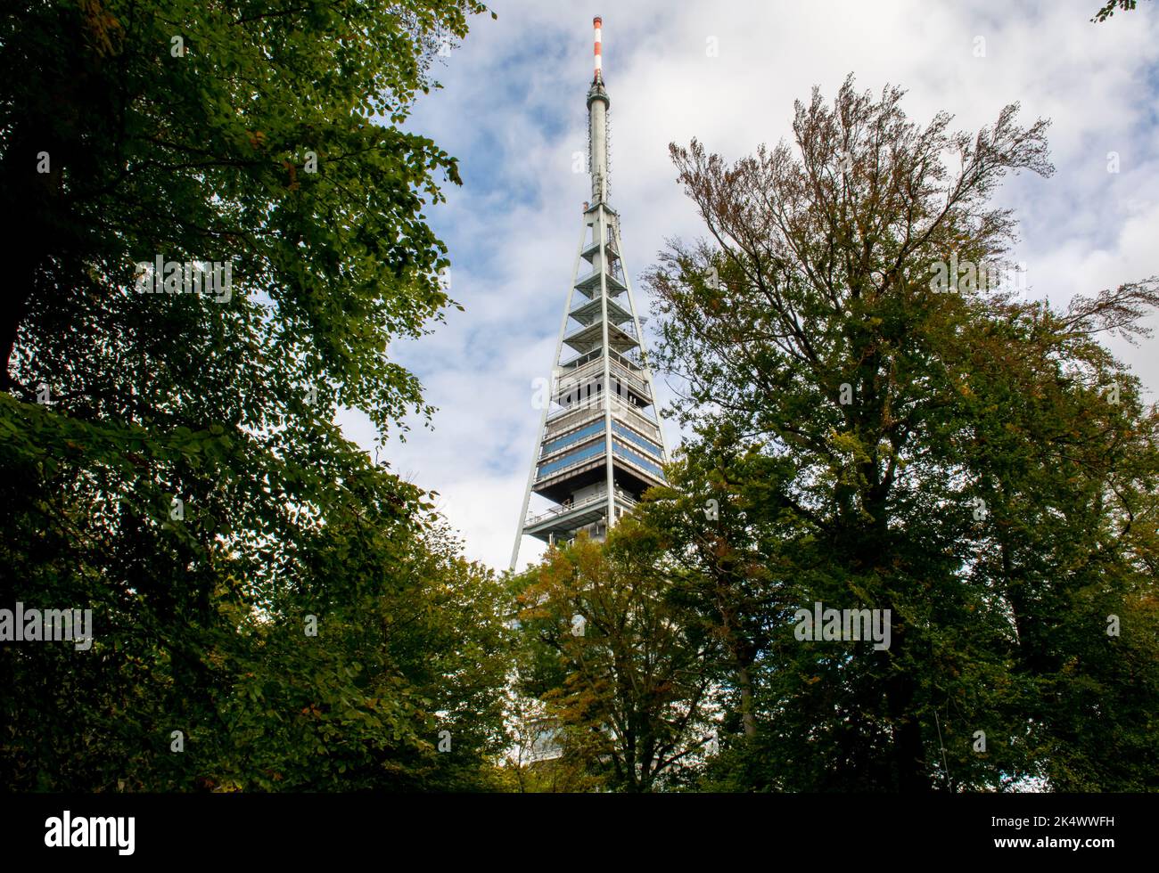 The Kamzik TV Tower. (Veza). 196-metre tall transmission tower with a ...