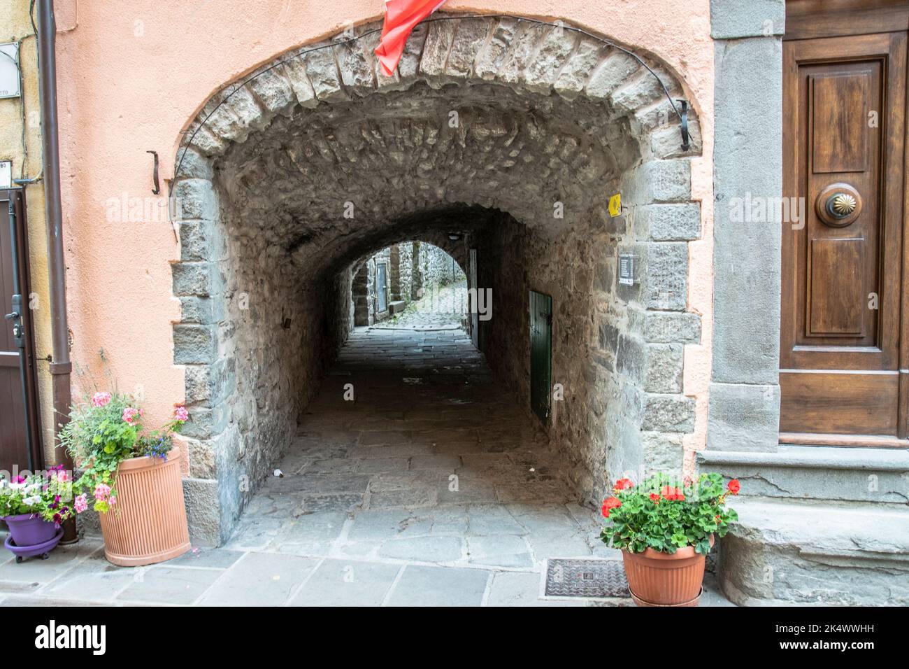 View of a detail of the village of Fiumalbo Stock Photo - Alamy