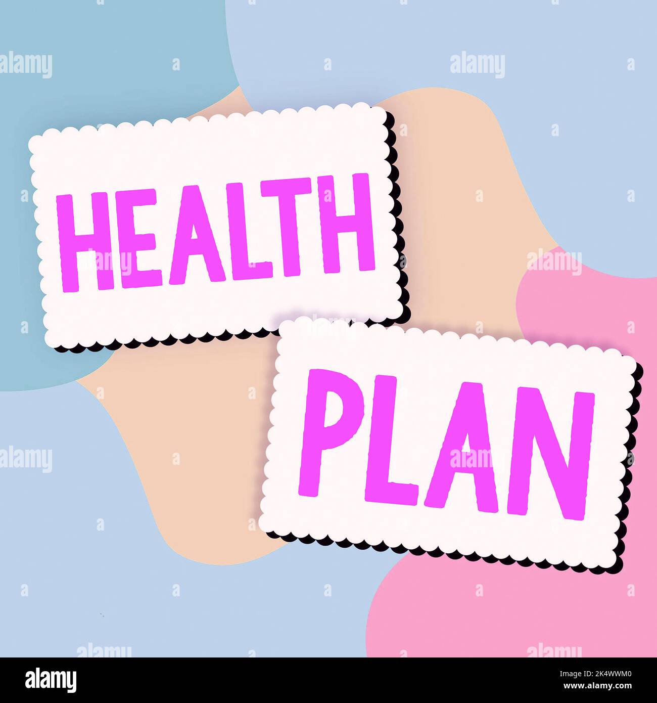 Sign displaying Health Plan. Word Written on type of insurance that ...