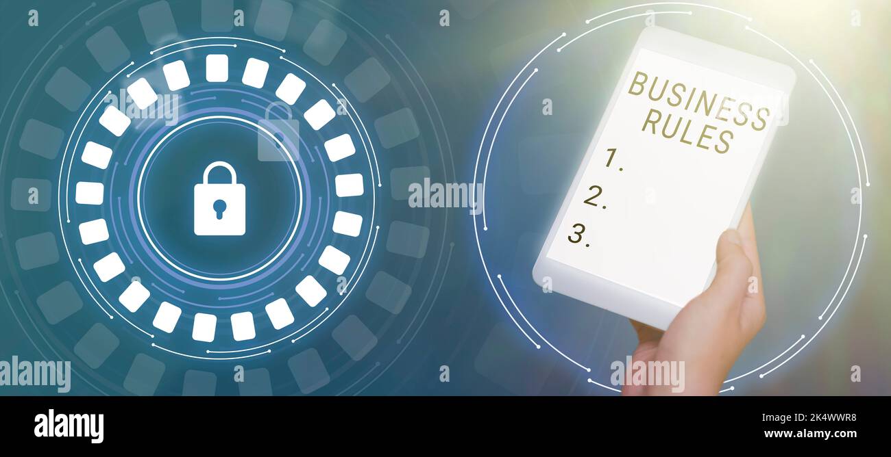 Sign displaying Business Rules. Internet Concept the principles which ...