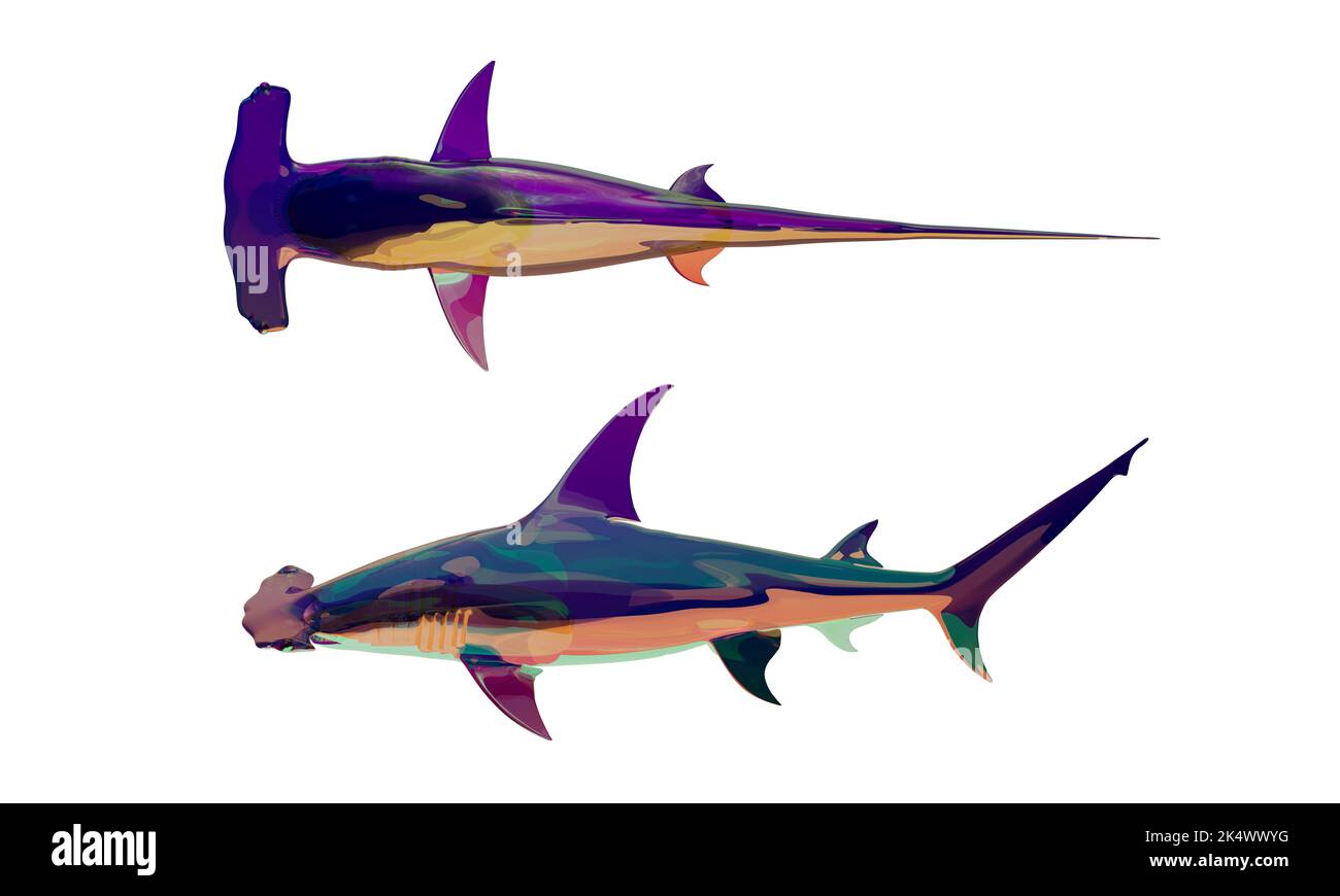 Transparent, translucent glass, crystal shark sculpture, statue Stock ...