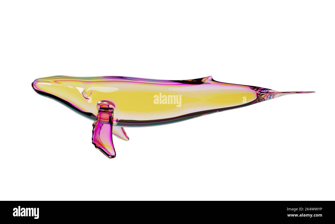 Transparent, translucent glass, crystal whale sculpture, statue Stock ...