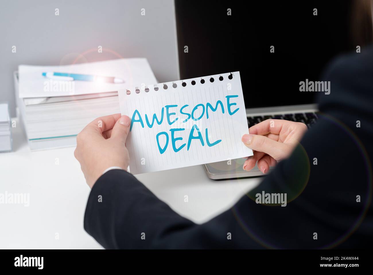 Inspiration showing sign Awesome Deal. Business overview impressive agreement given to other ...