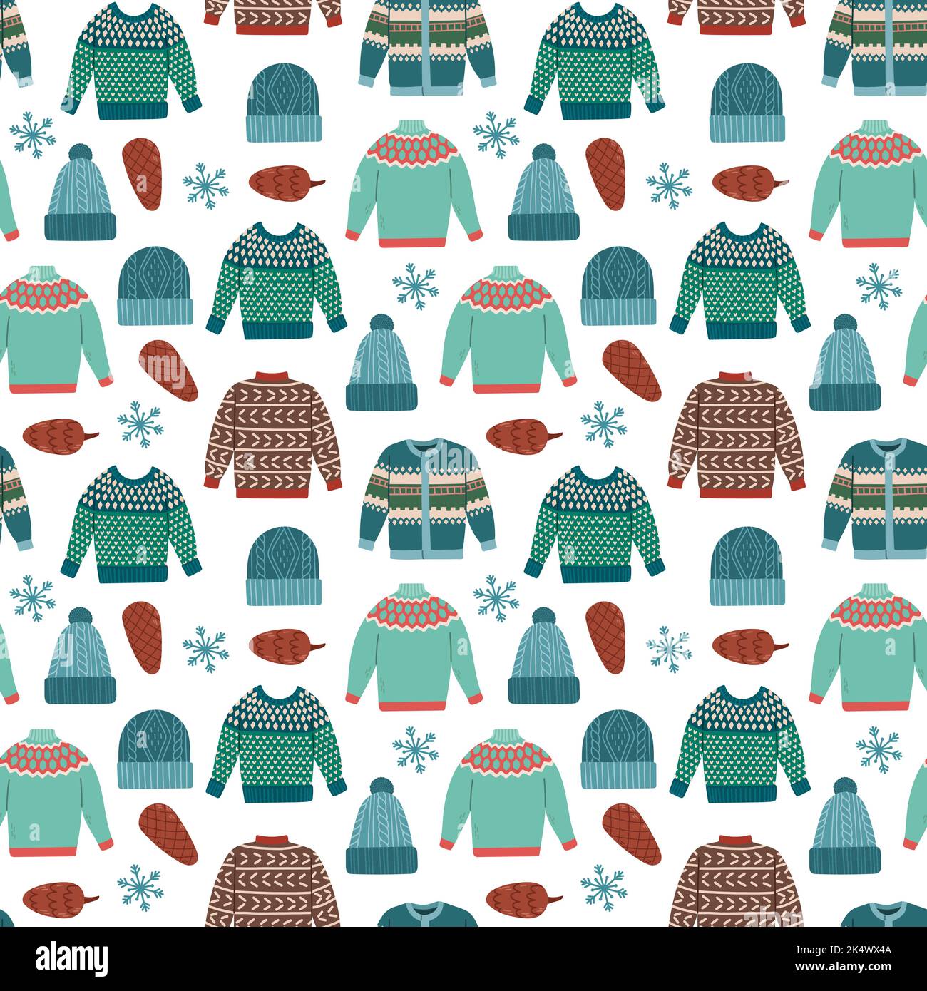 Winter sweater and hat seamless pattern vector Stock Vector Image & Art ...
