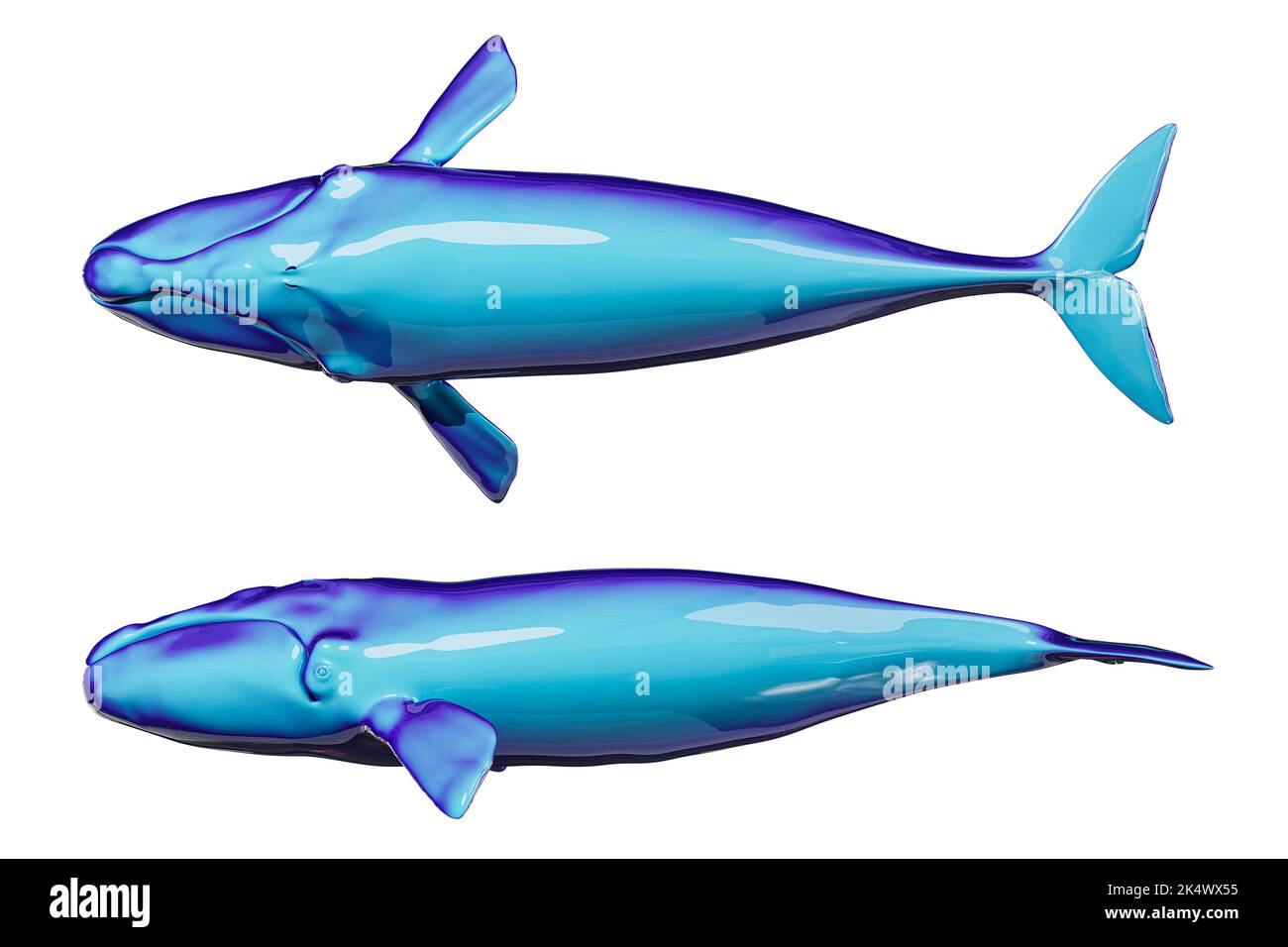 Blue plastic humpback whale, fish isolated on white background Stock ...