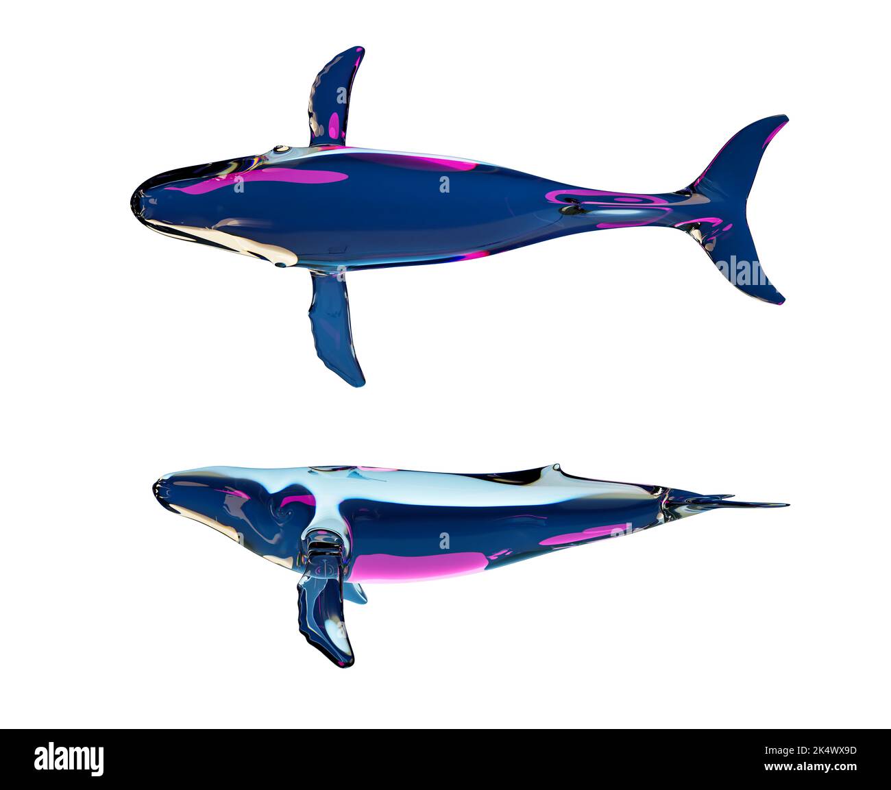 Transparent, translucent glass, crystal whale sculpture, statue Stock ...
