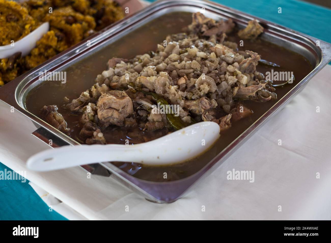 Plateful of Chicken soup with banana pith (soft innermost part of ...