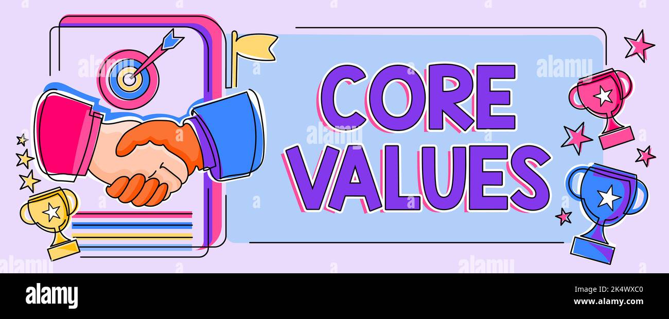 Conceptual display Core Values. Business showcase principles which ...