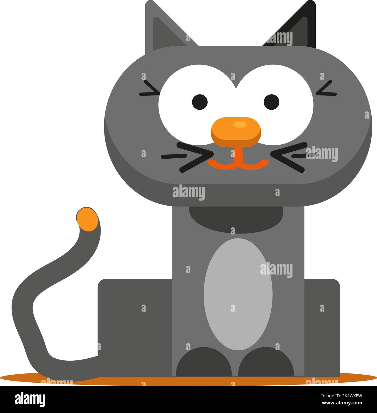 Grey cat look, illustration, vector on a white background Stock Vector ...