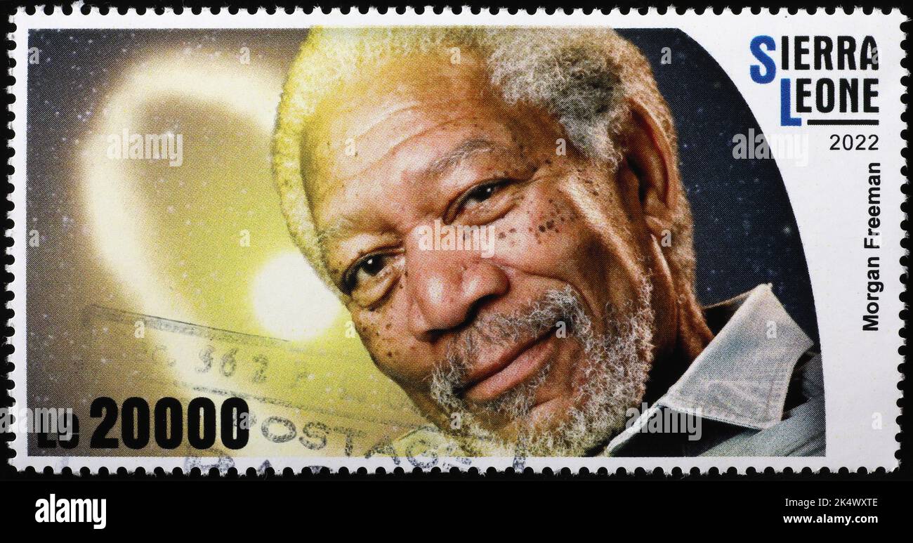 Morgan Freeman portrait on african stamp Stock Photo - Alamy