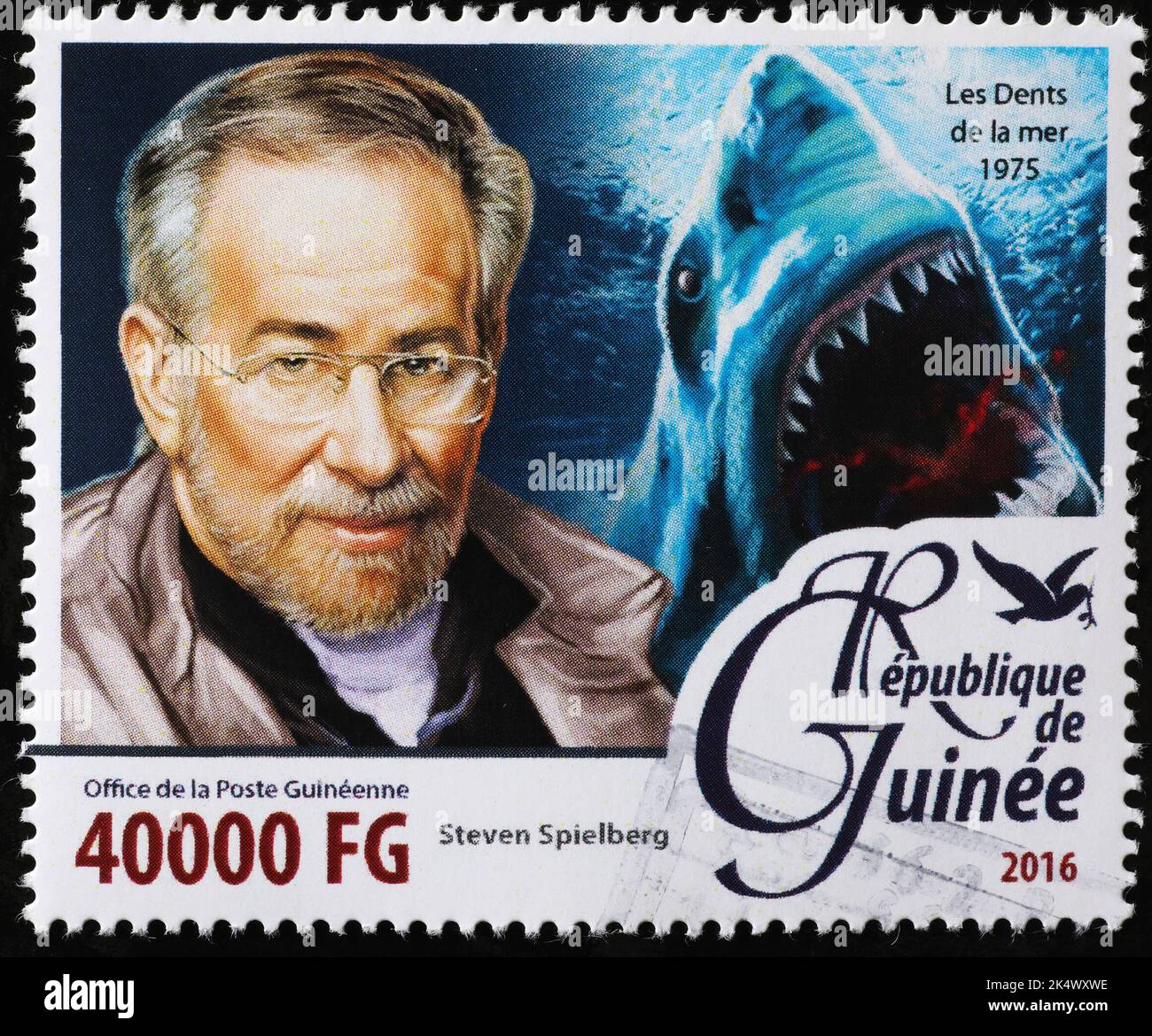 Movie 'Jaws' by Steven Spielberg on african postage stamp Stock Photo ...