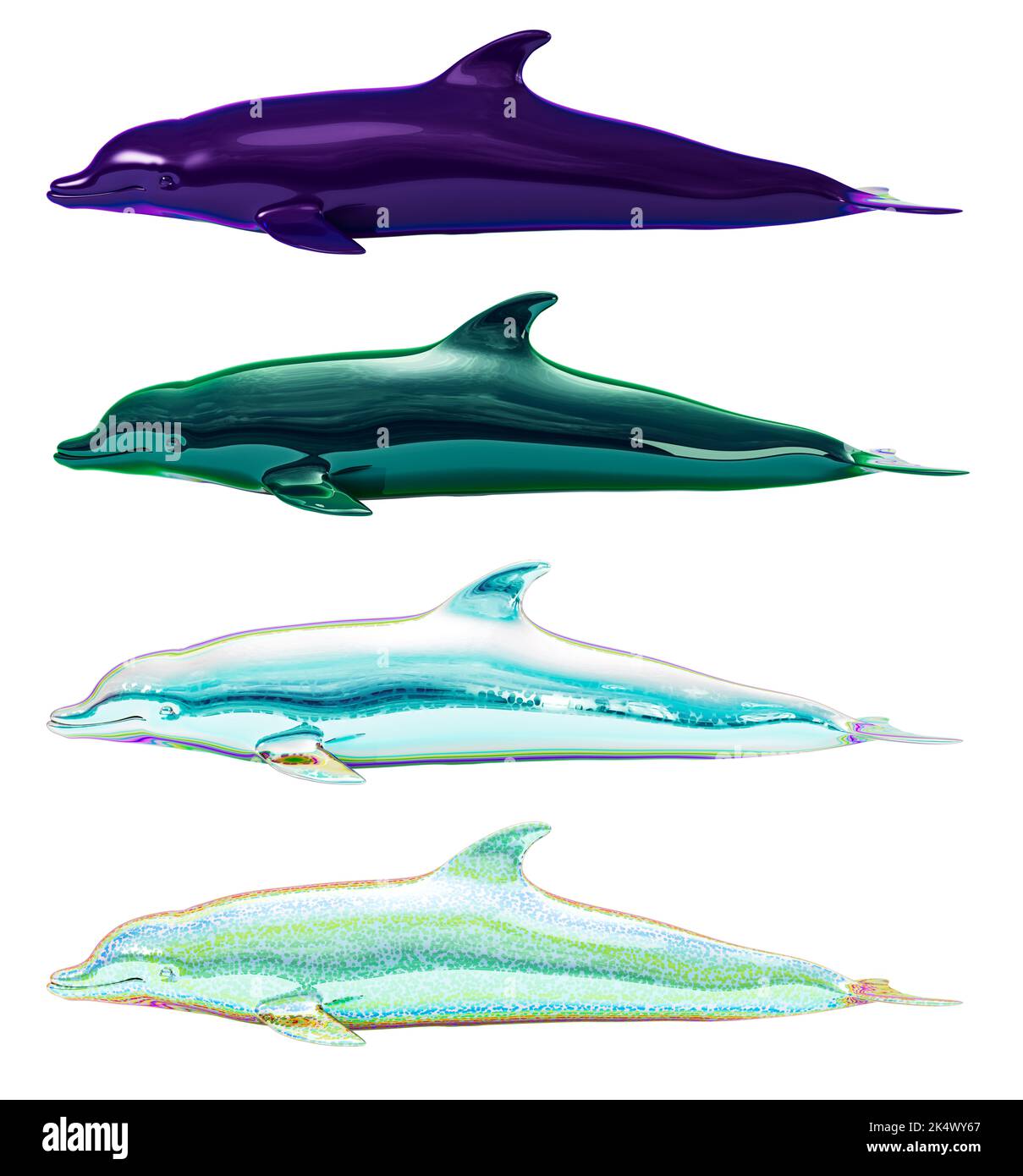 Metallic dolphin sculptures, statues collection, set Stock Photo - Alamy