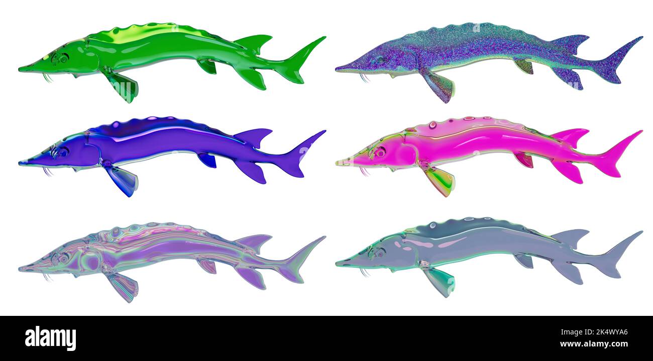 Metal, metallic fish collection, set on white background Stock Photo ...