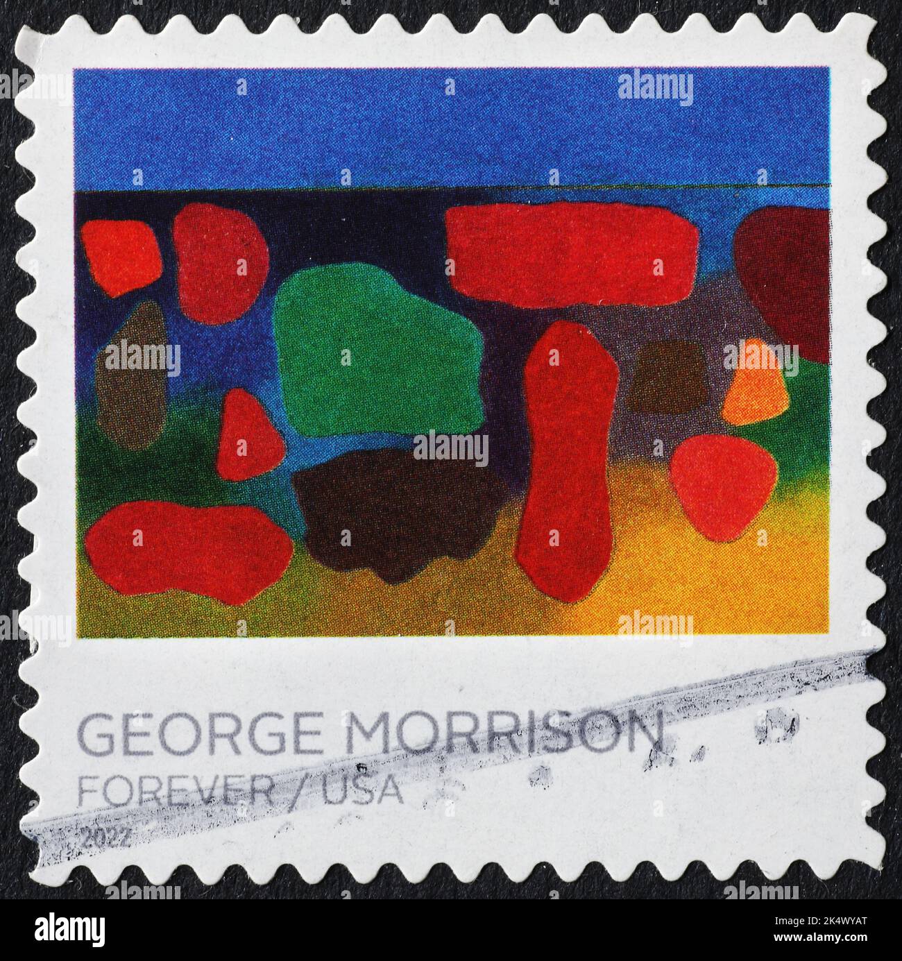 Painting by George Morrison on postage stamp Stock Photo - Alamy