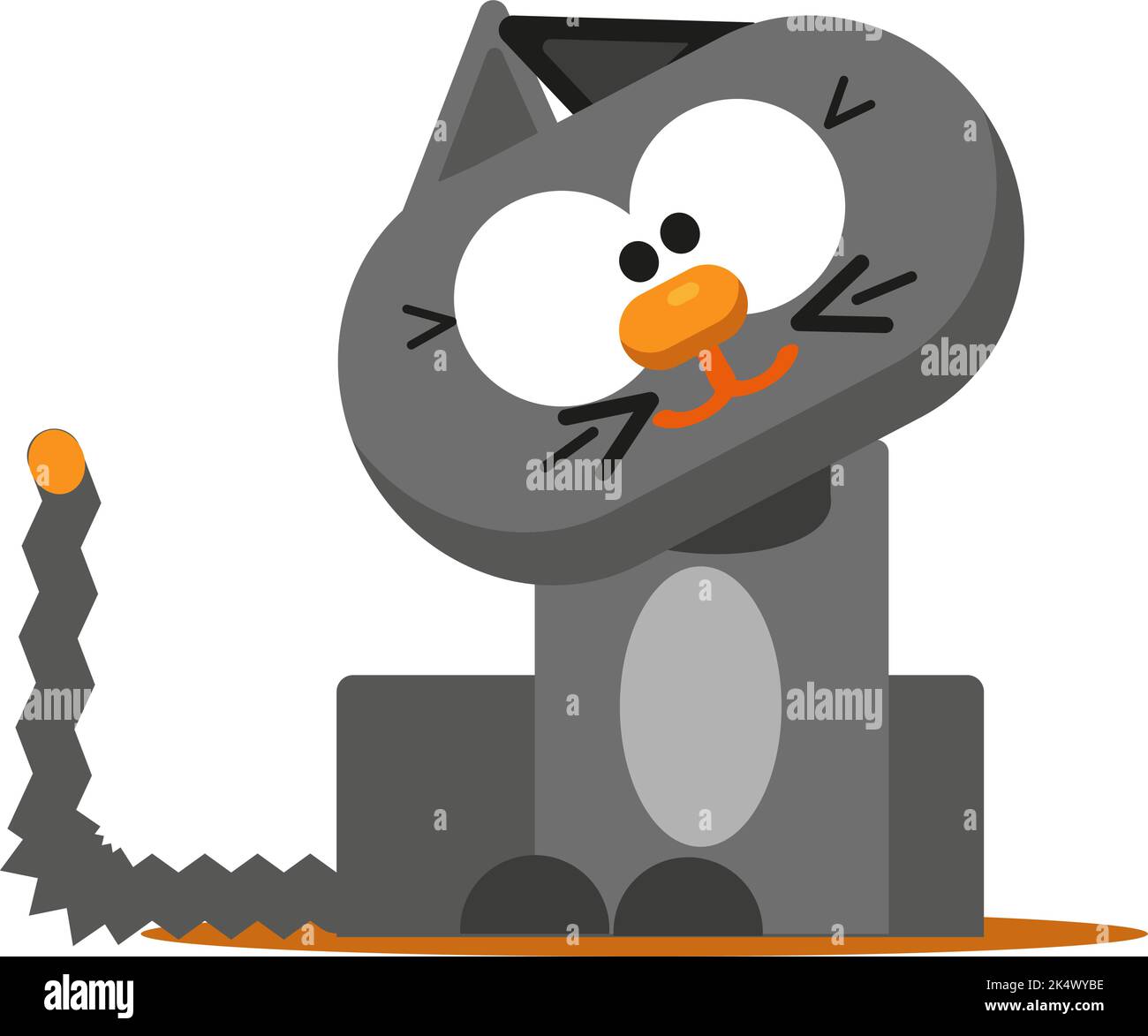 Crazy grey cat, illustration, vector on a white background Stock Vector ...