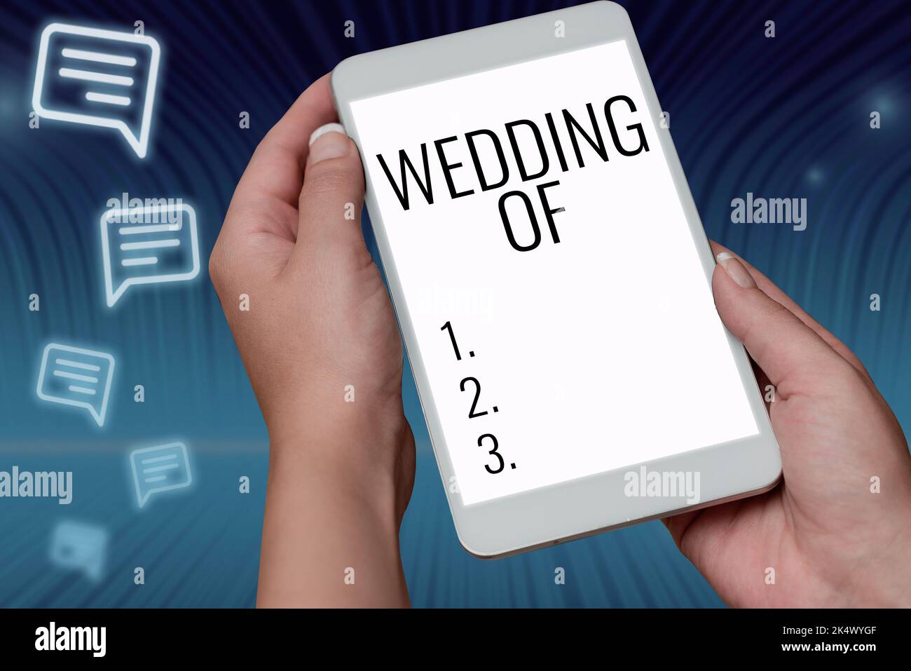 Hand writing sign Wedding Of. Business idea announcing that man and now ...