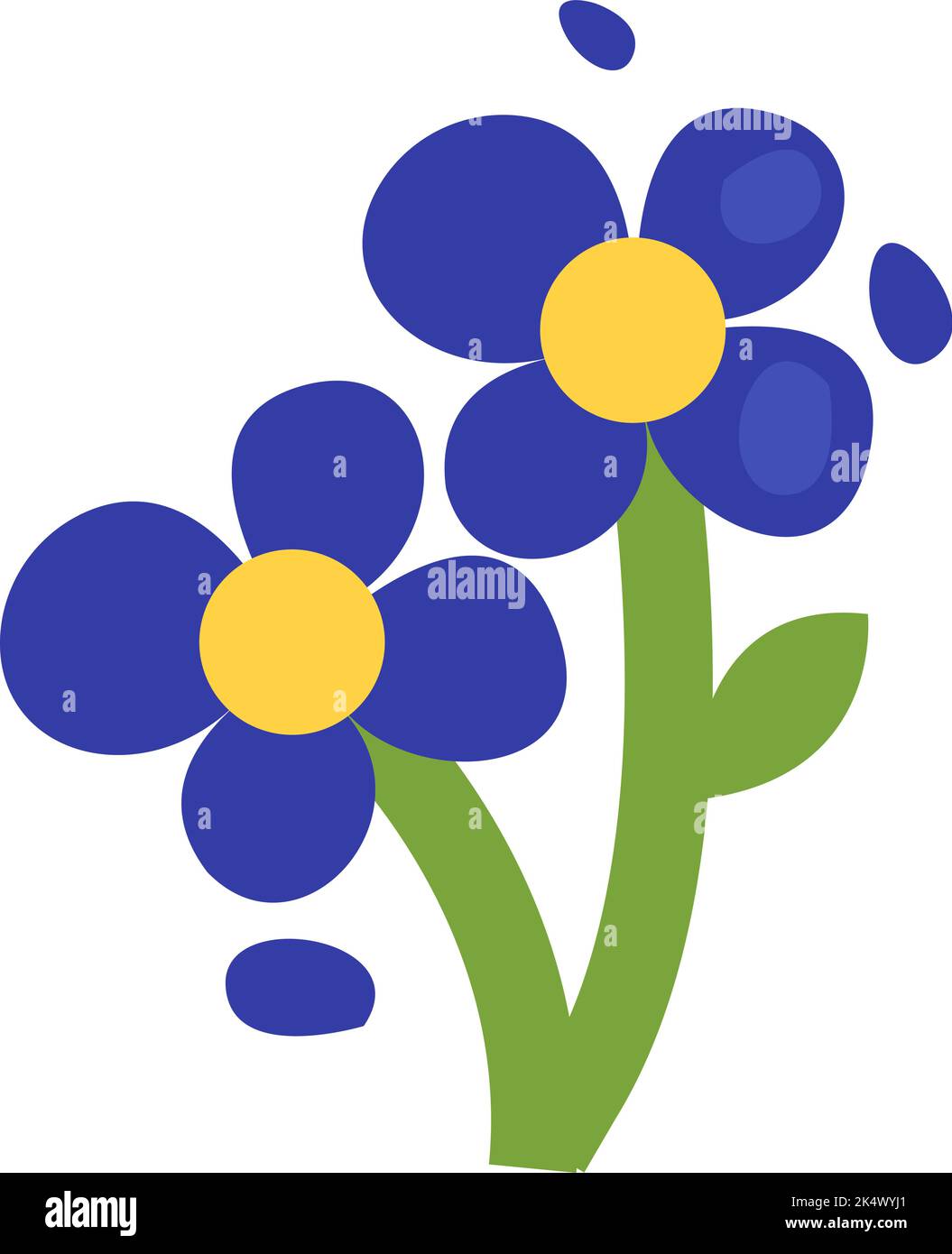Blue blooms, illustration, vector on a white background Stock Vector ...