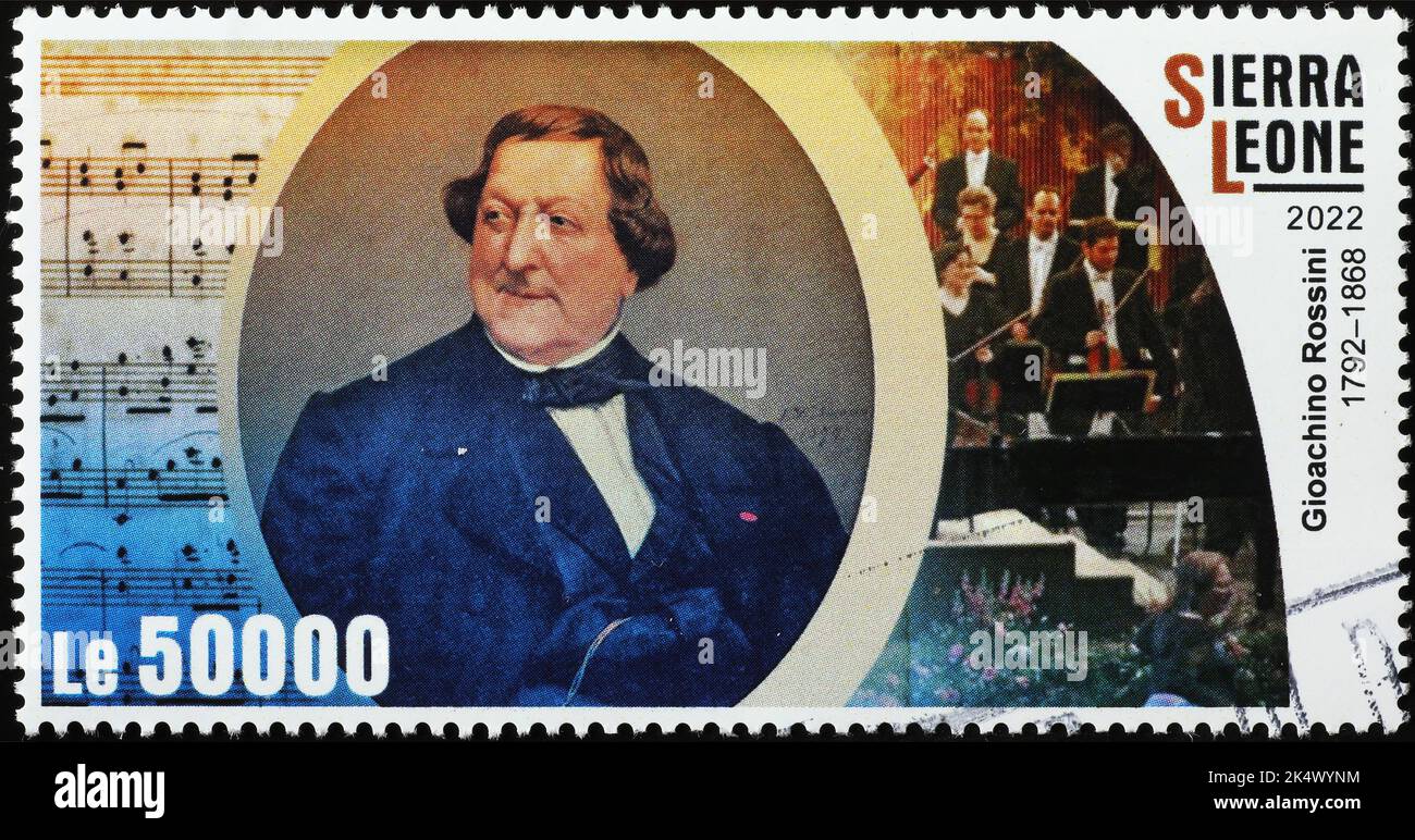 Portrait of Gioachino Rossini on postage stamp Stock Photo - Alamy