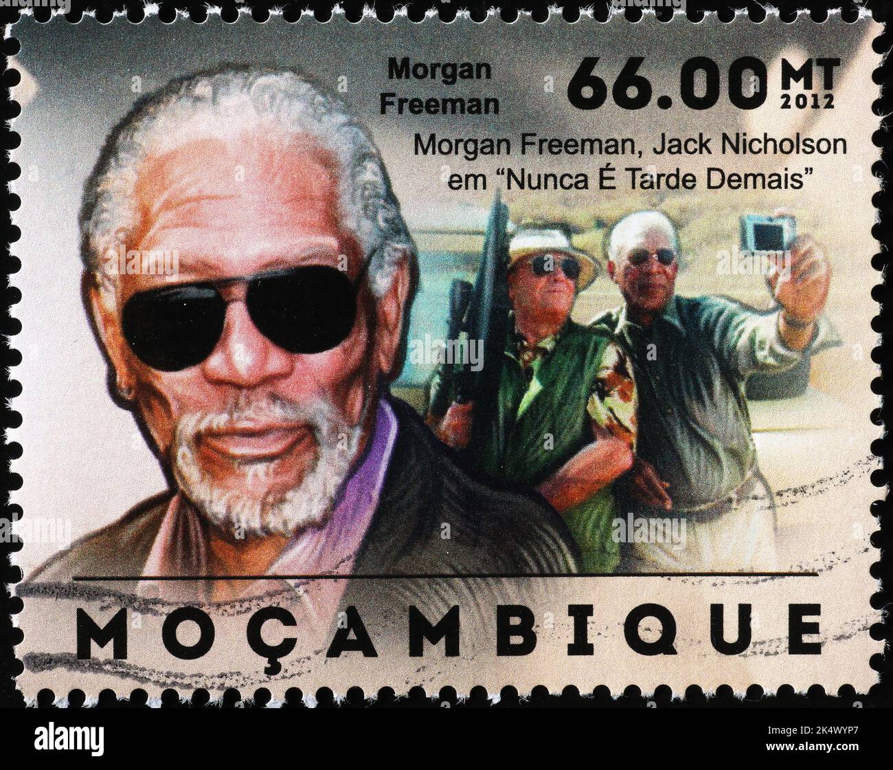 Portrait of Morgan Freeman on postage stamp of Mozambique Stock Photo ...