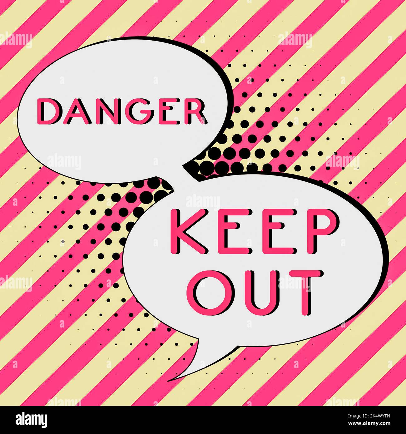 Sign displaying Danger Keep Out. Word for Warning Restriction Forbidden ...