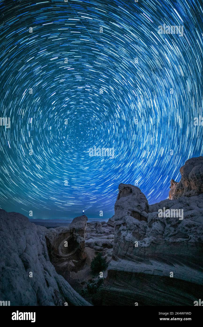 Star Trails over White Pocket Stock Photo - Alamy