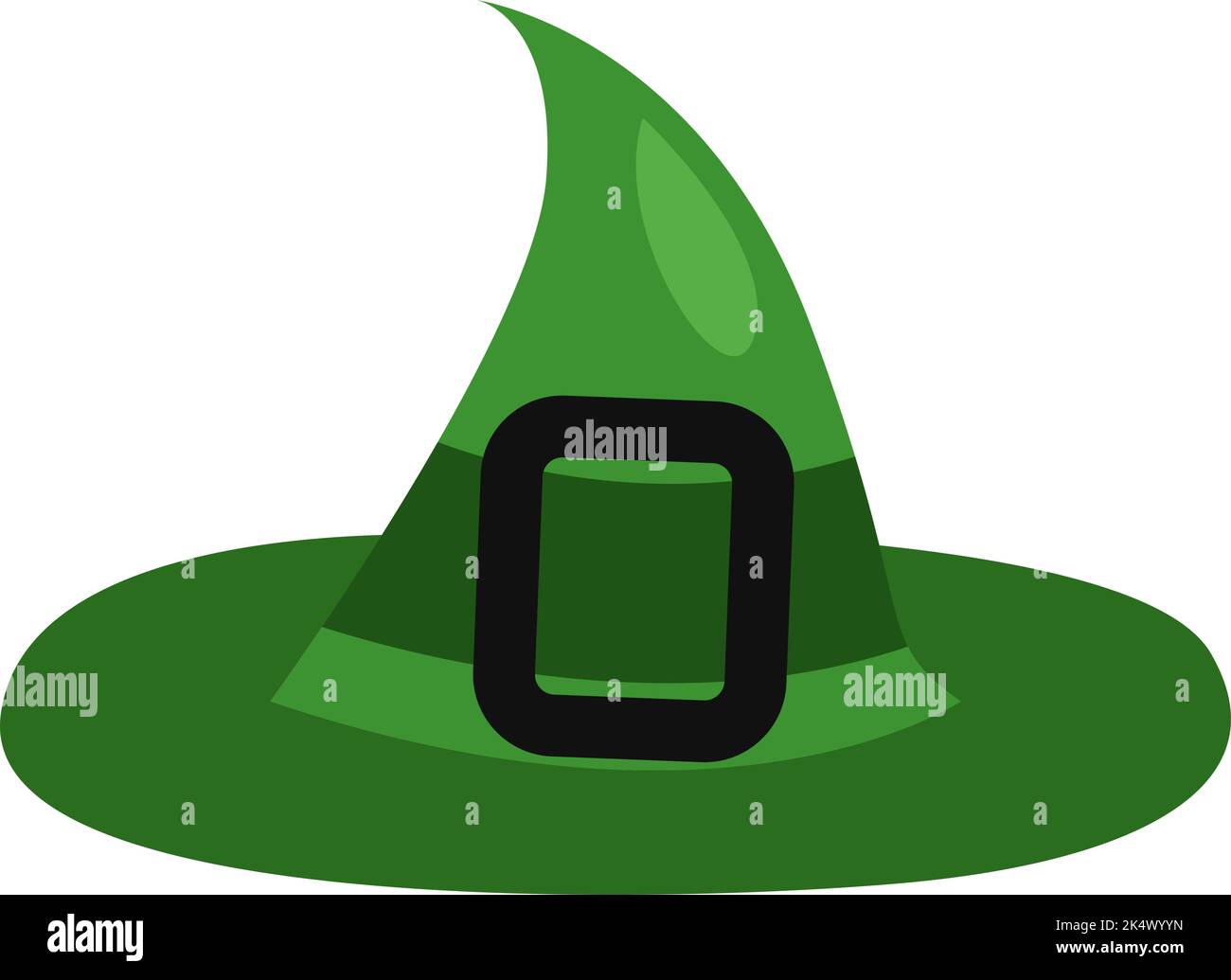 Halloween witch hat, illustration, vector on a white background Stock ...