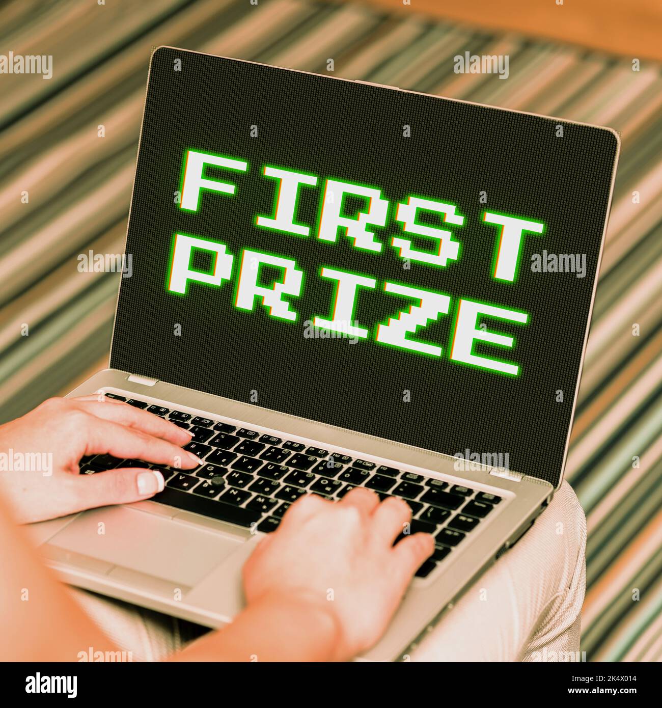 Text sign showing First Prize. Business concept most coveted prize that ...