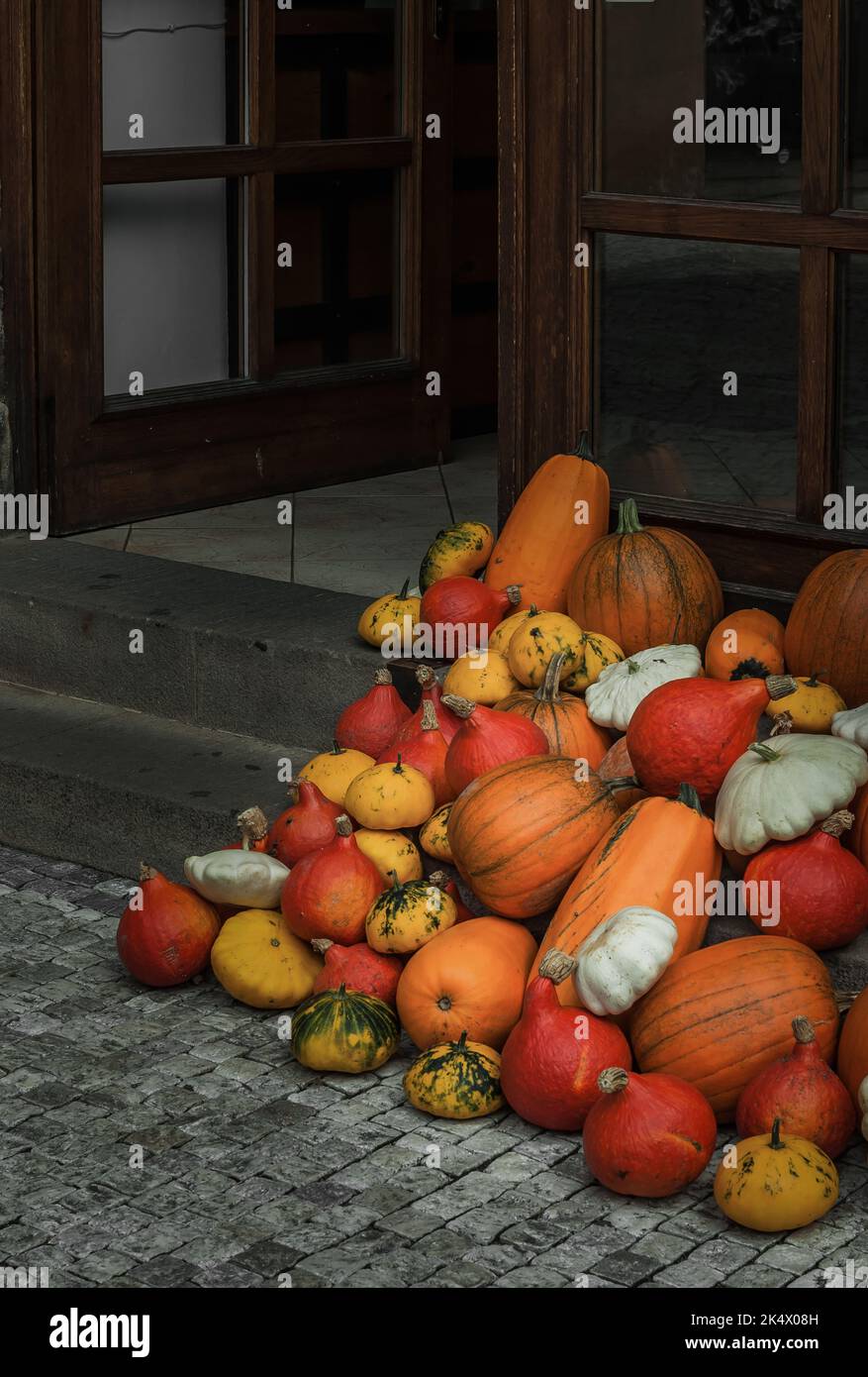 Pumpkin and patisson harvest is on the doorstep Stock Photo - Alamy