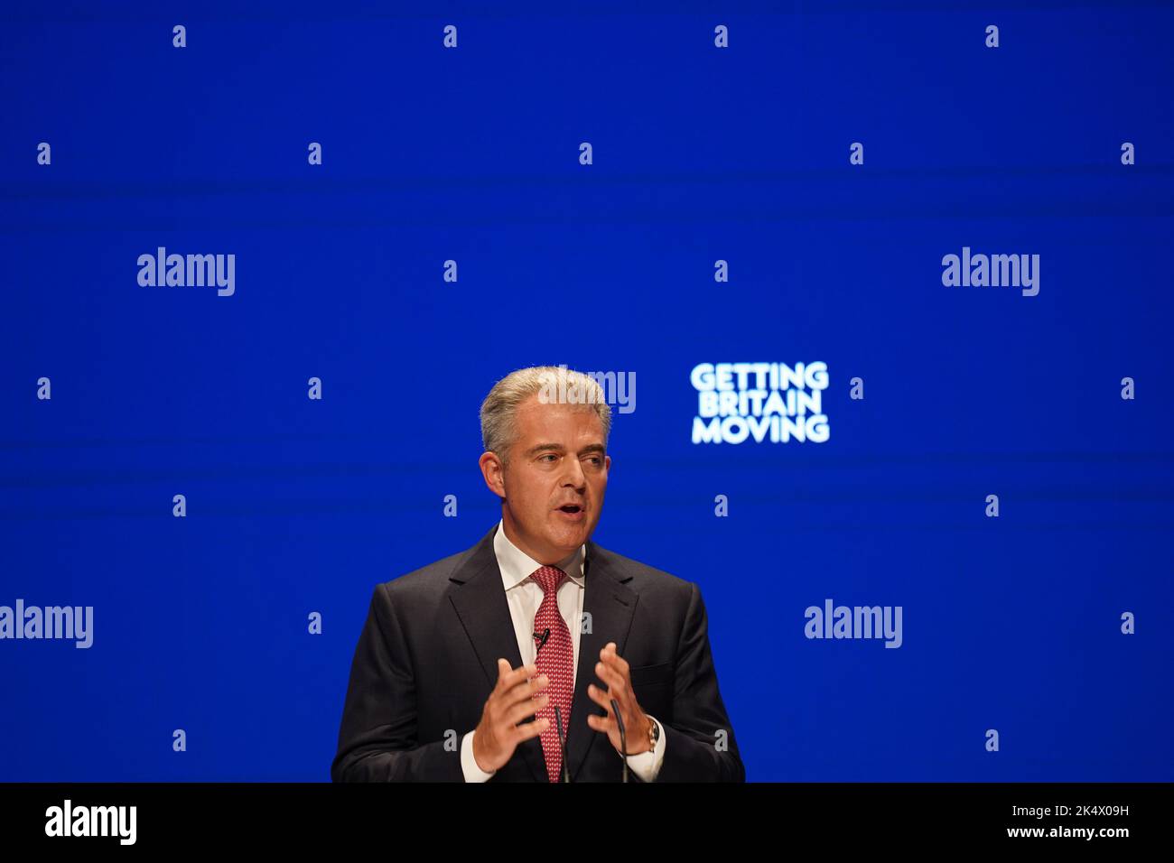Justice Secretary Brandon Lewis speaking during the Conservative Party ...