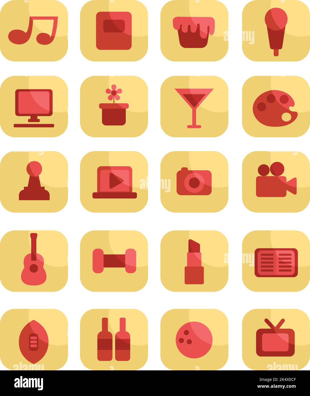 Hobbies set icon, illustration, vector on a white background Stock ...