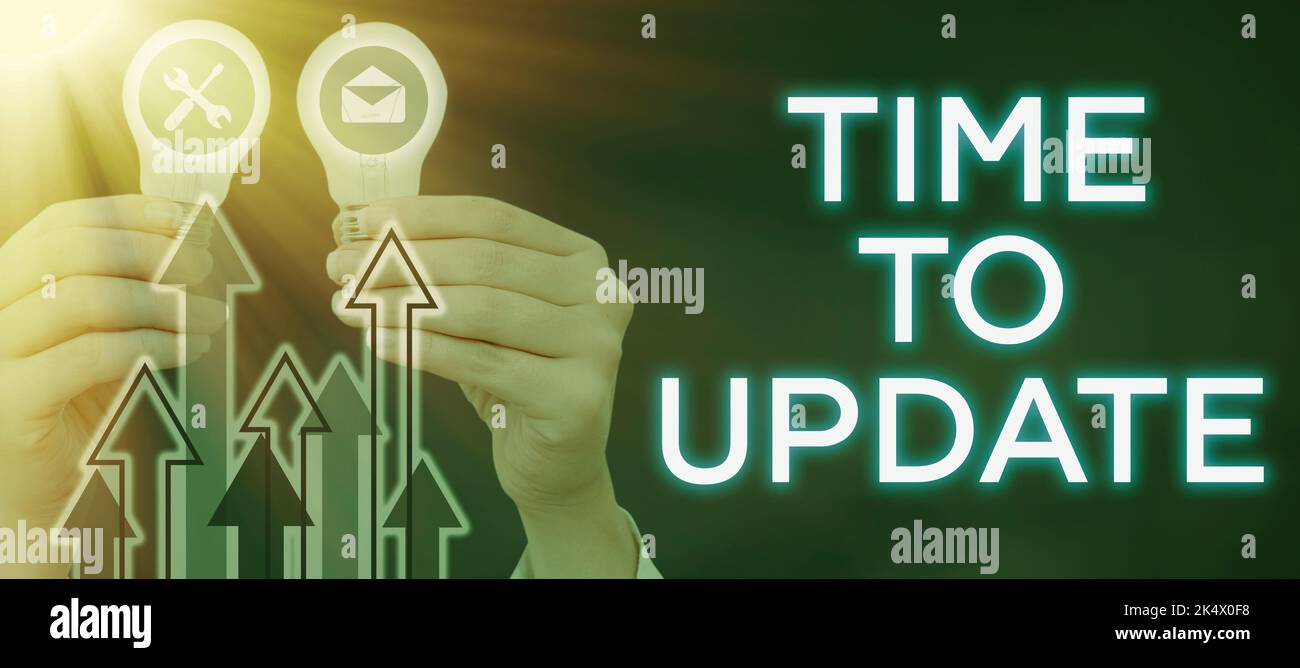 Text caption presenting Time To Update. Business idea System software update for enhancement or ...