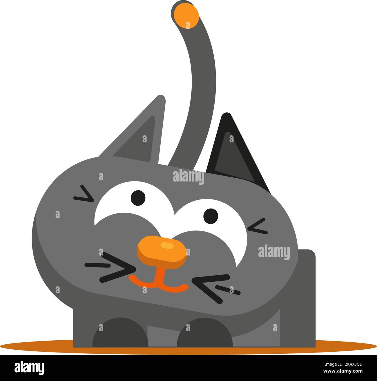 Cat getting ready to jump, illustration, vector on a white background ...