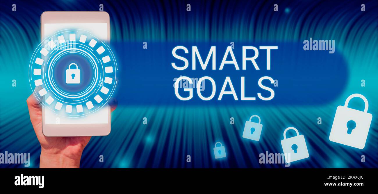 Text sign showing Smart Goals. Business idea mnemonic used as a basis ...