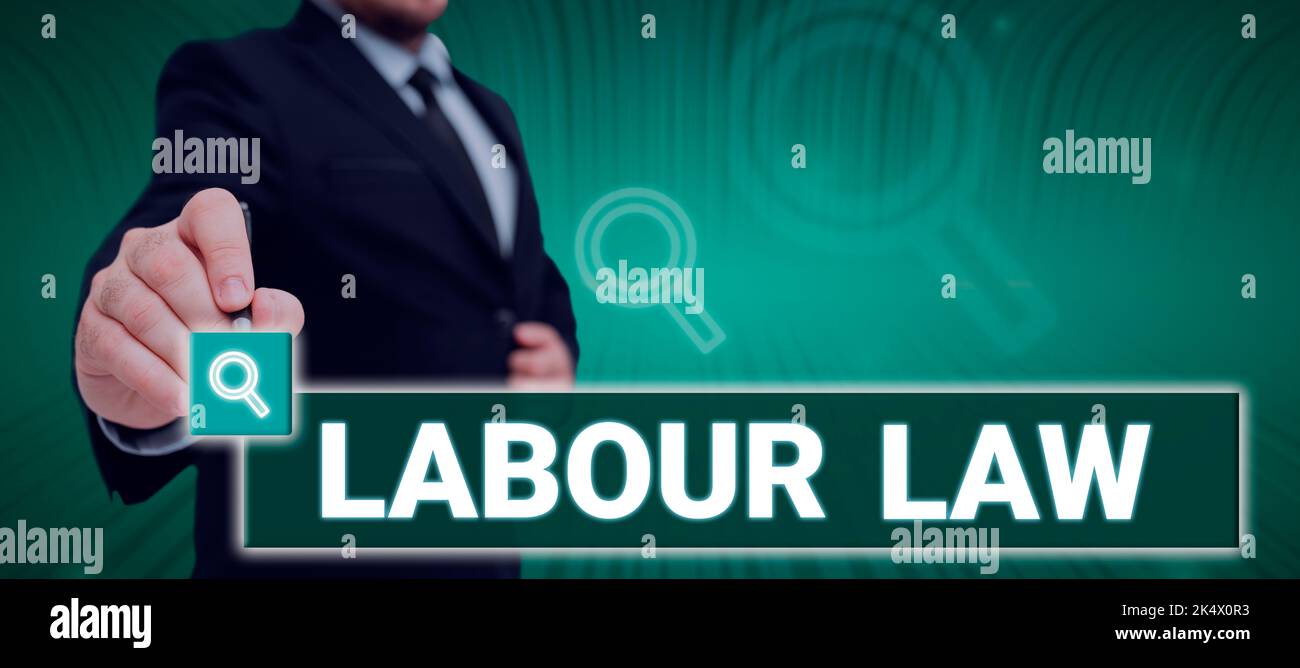 Conceptual display Labour Law. Business approach Rules implemented by ...
