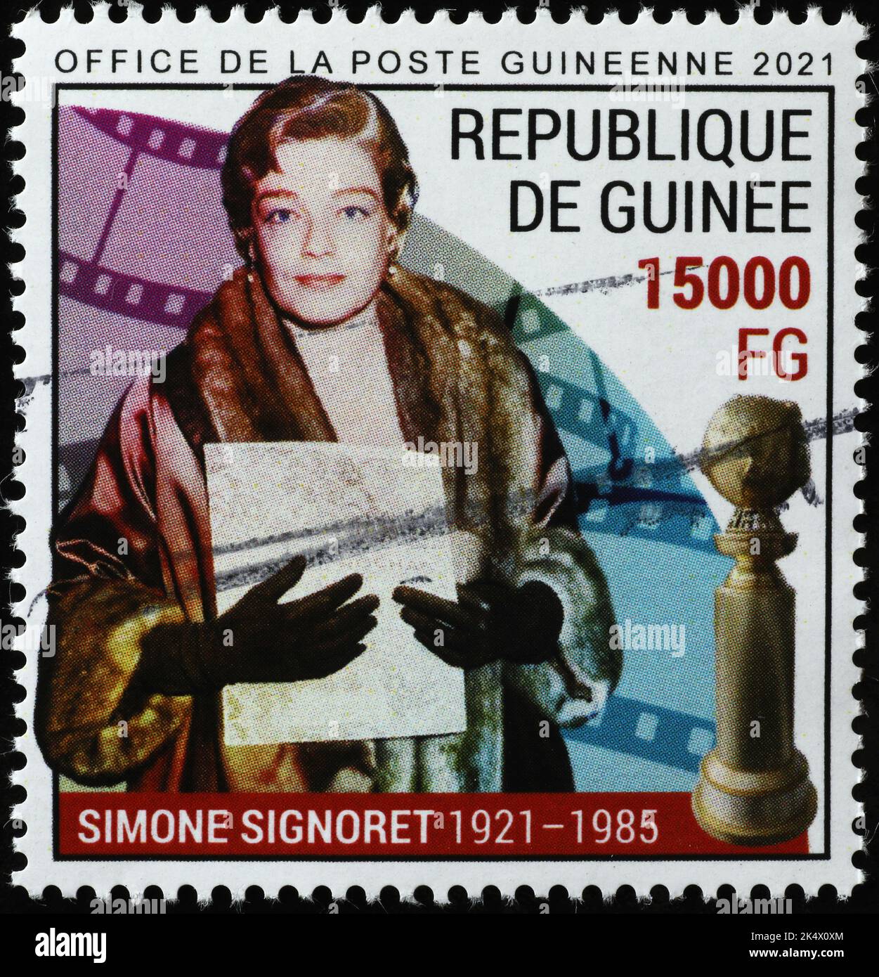 Simone Signoret portrait on postage stamp of Guinea Stock Photo - Alamy